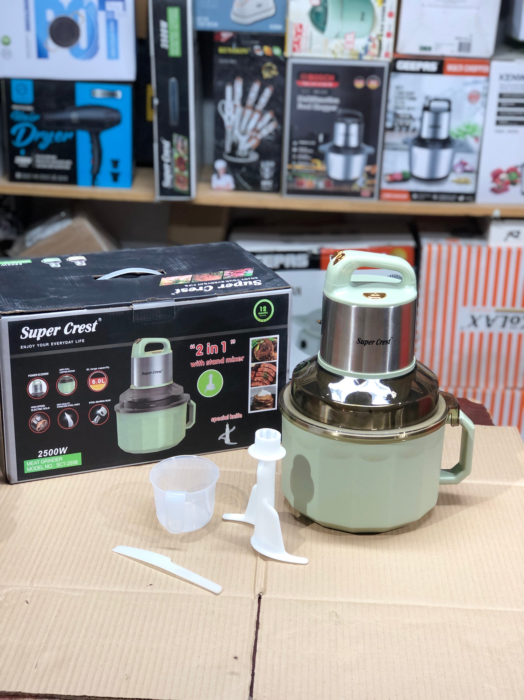 Super Crest 2 in 1 Chopper & Stand Mixer SCT-2038 – Quetta Imports